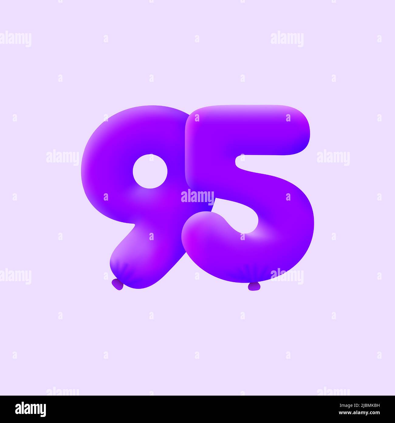 Purple 3D number 95 balloon realistic 3d helium Purple balloons. Vector ...