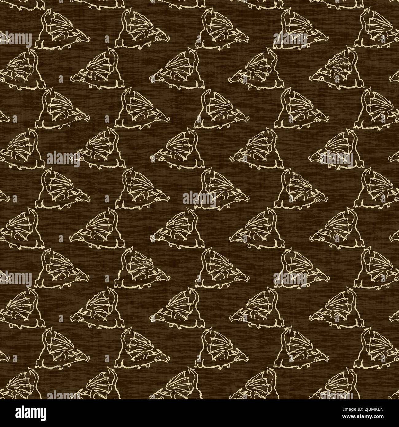 Dragon linen effect texture seamless pattern. Woven mythical beast for ...