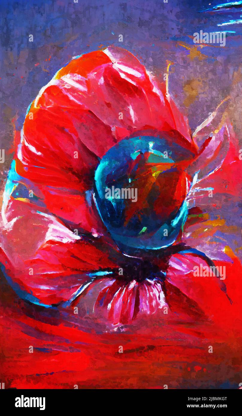 Abstract poppy flower paintings in acryl style Stock Photo - Alamy