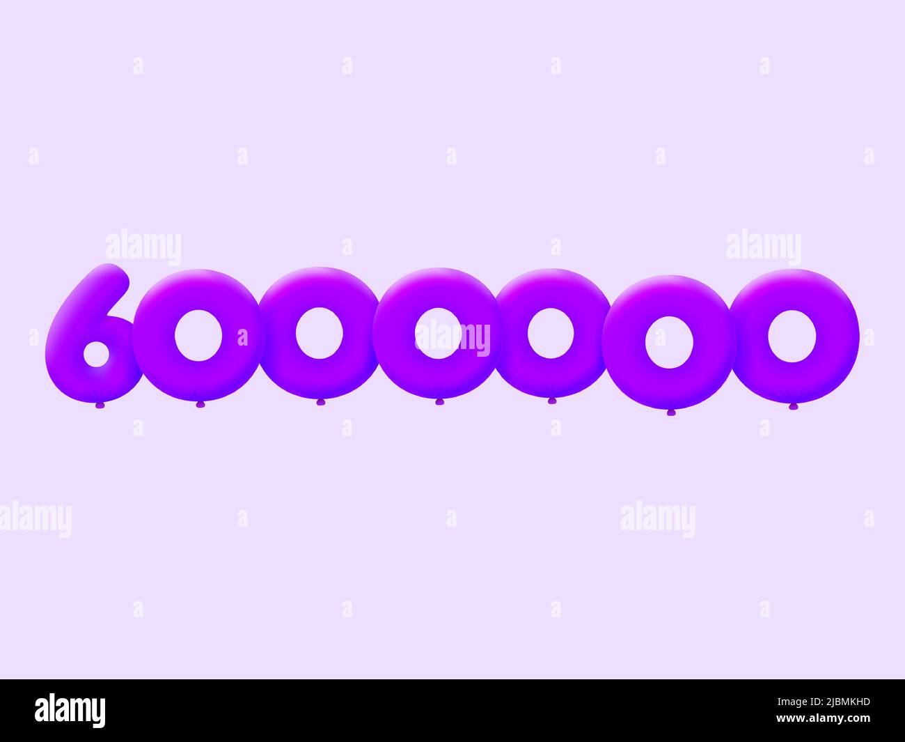 Purple 3D number 6000000 balloon realistic 3d helium Purple balloons ...