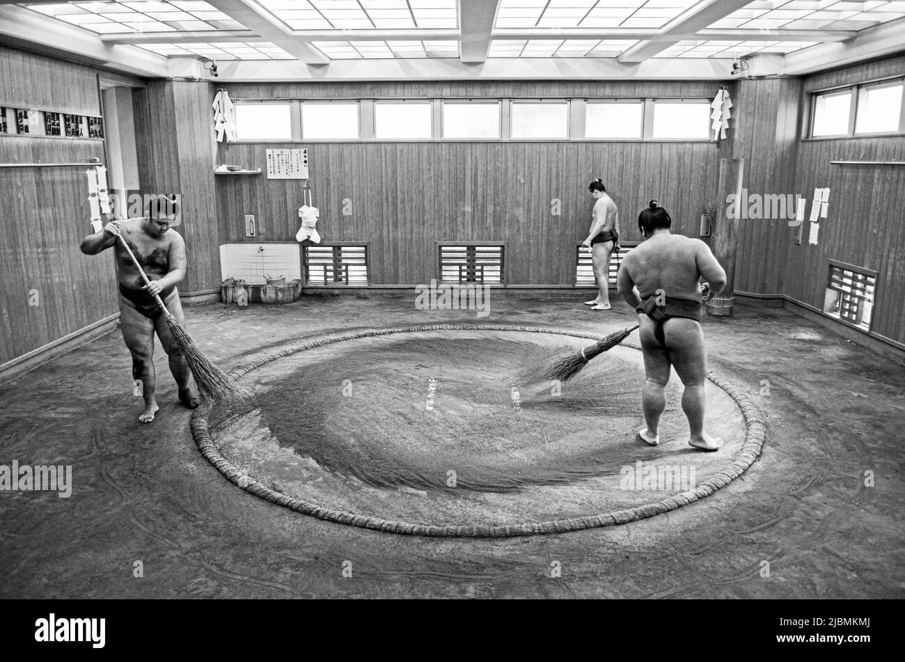 Hard morning training at Sumo stable, Ryogoku, Tokyo Stock Photo - Alamy