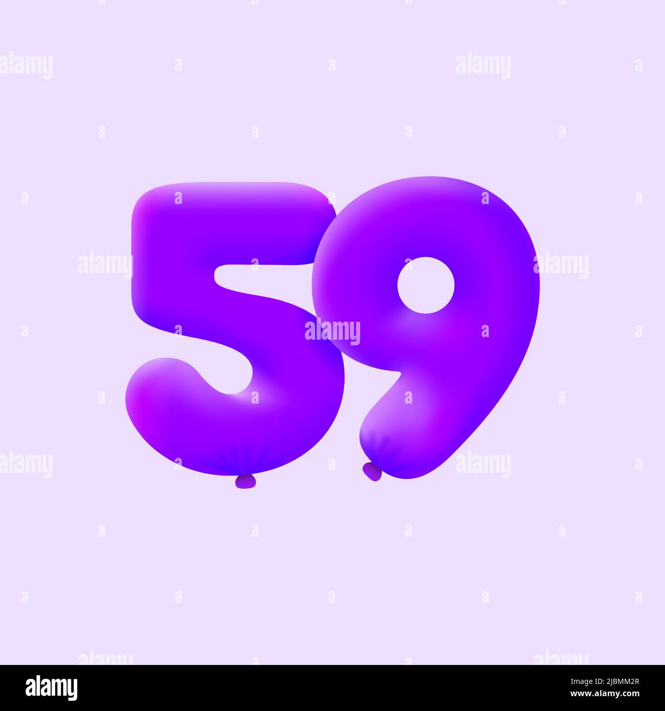 Purple 3D number 59 balloon realistic 3d helium Purple balloons. Vector ...