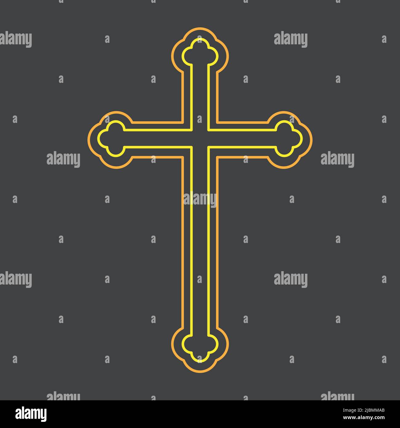 Symbol of a church cross. Christianity religious symbol. on gray color ...
