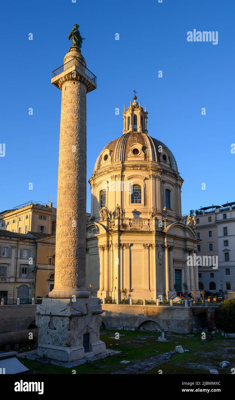 Looking across Trajan's Forum part of the Imperial Fora. with Trajan's ...