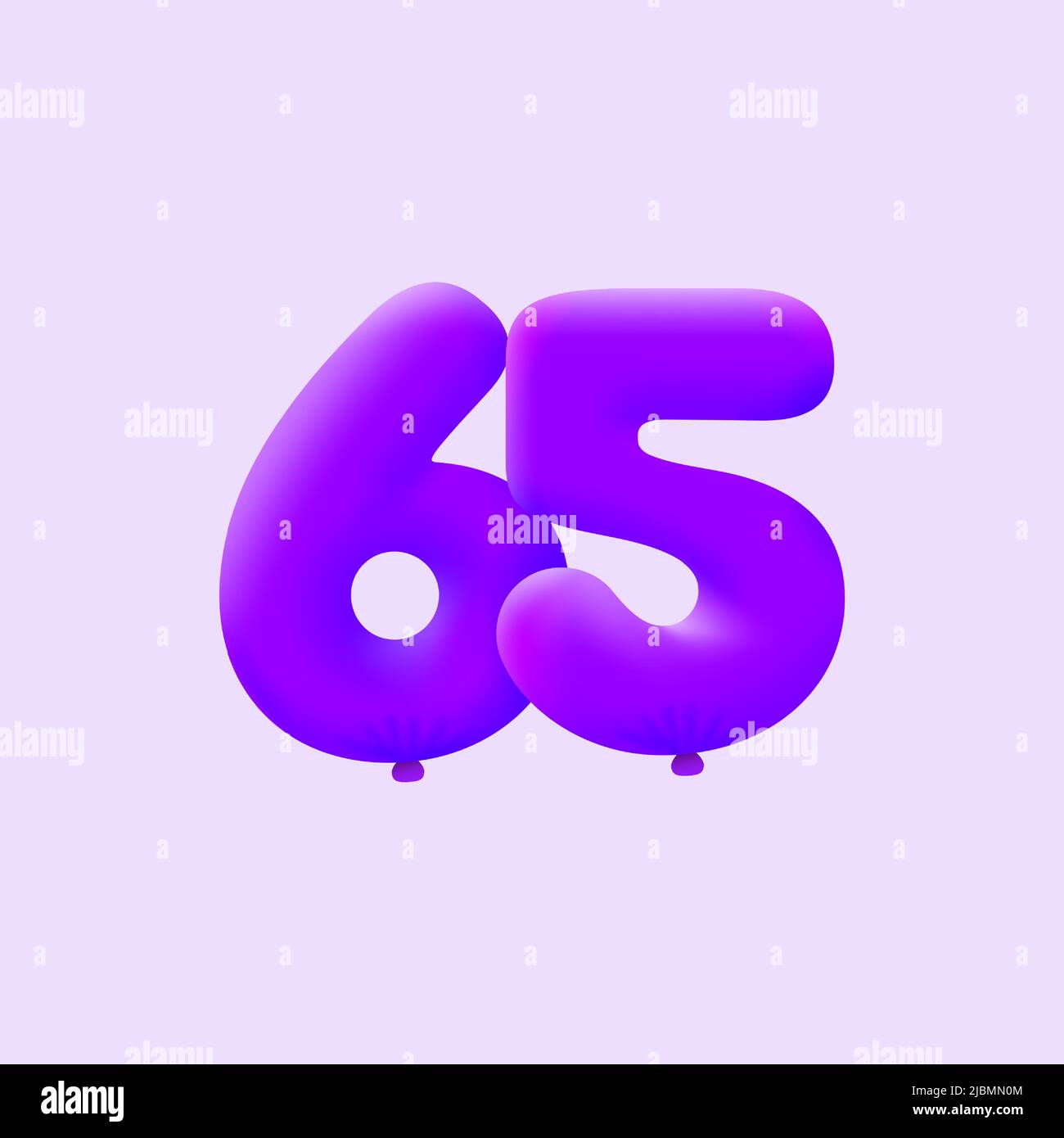 Purple 3D number 65 balloon realistic 3d helium Purple balloons. Vector ...