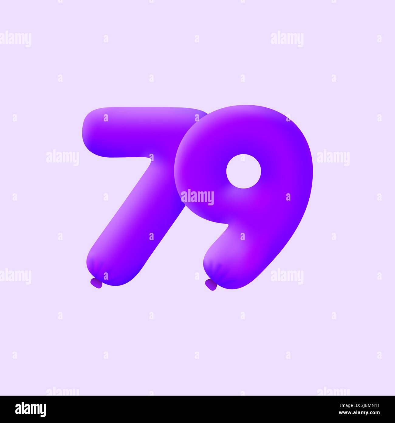Purple 3D number 79 balloon realistic 3d helium Purple balloons. Vector ...