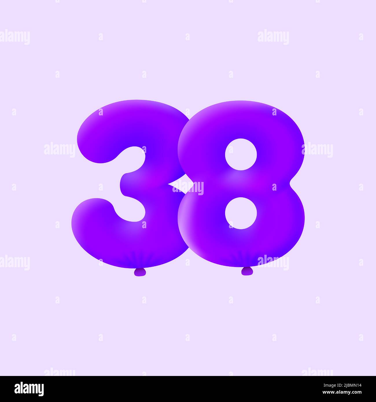 Purple 3D number 38 balloon realistic 3d helium Purple balloons. Vector ...