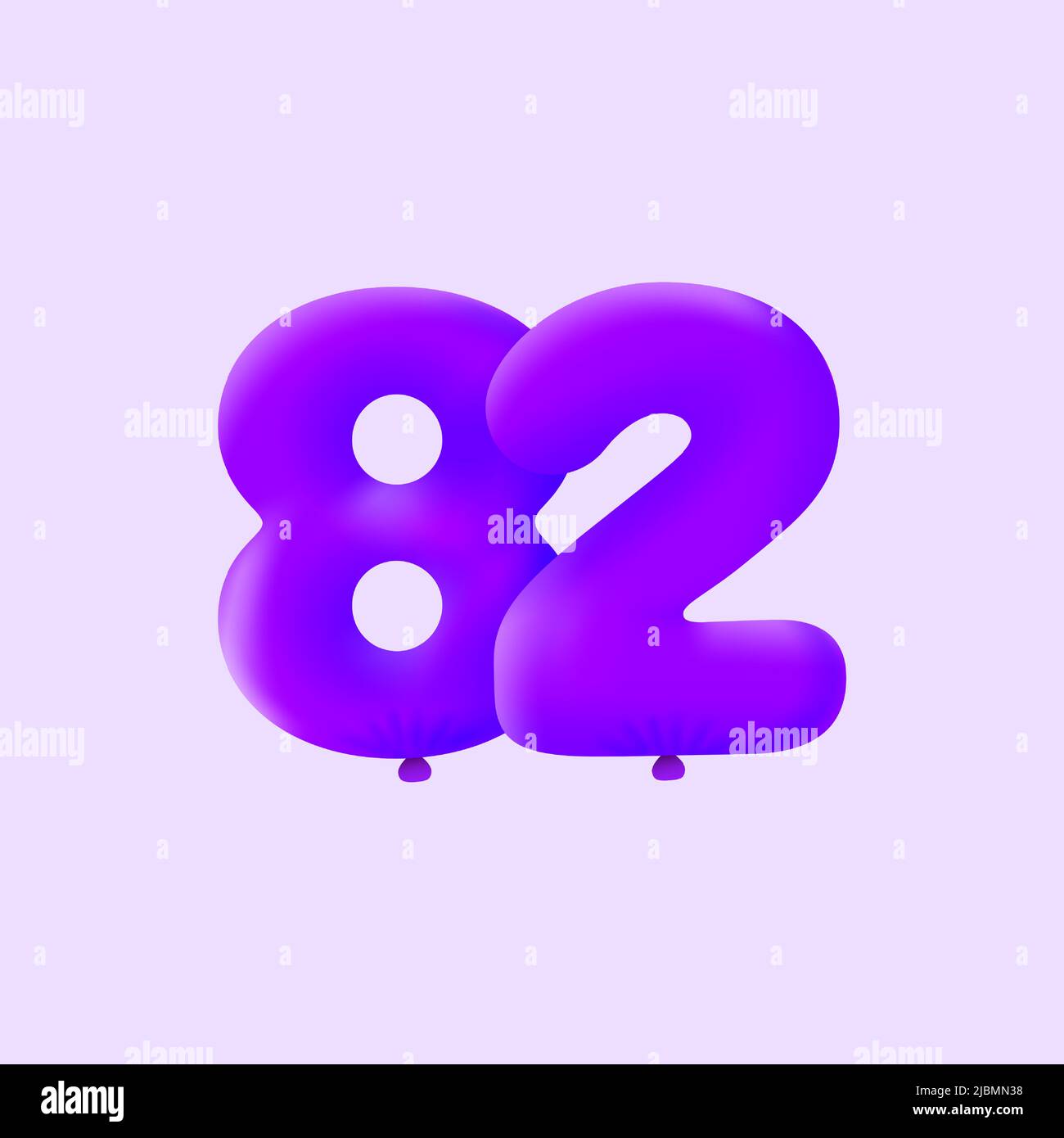 Purple 3D number 82 balloon realistic 3d helium Purple balloons. Vector ...