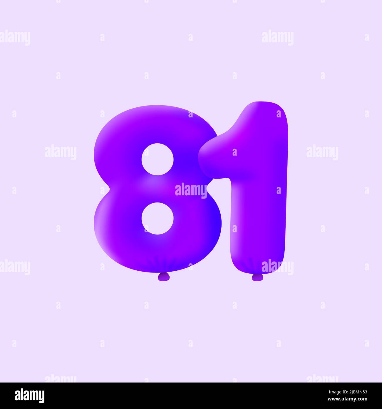 Purple 3D number 81 balloon realistic 3d helium Purple balloons. Vector ...