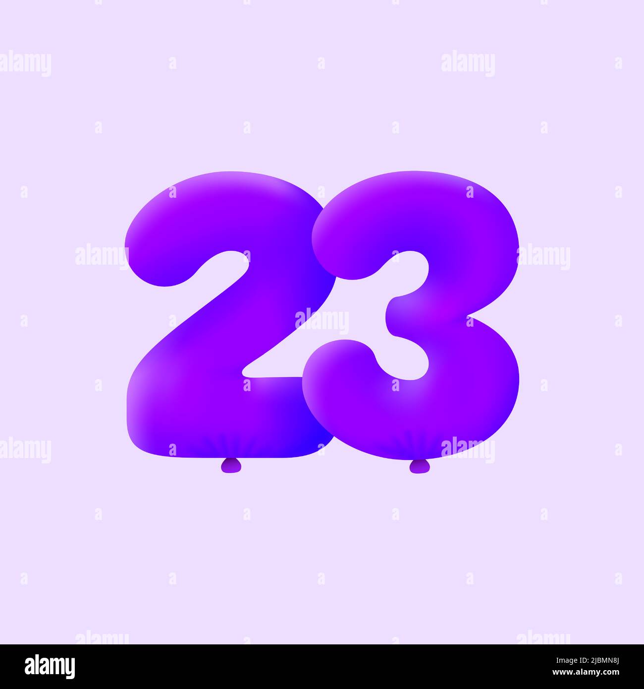 Purple 3D number 23 balloon realistic 3d helium Purple balloons. Vector ...