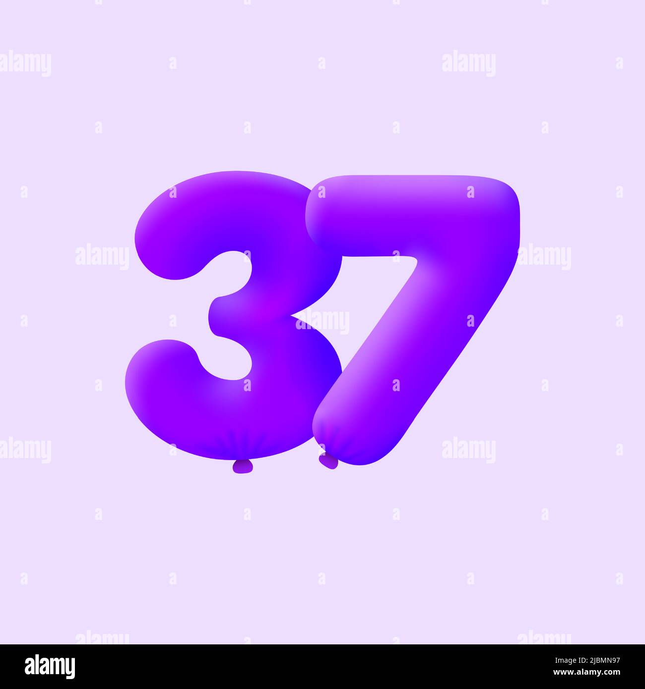 Purple 3D number 37 balloon realistic 3d helium Purple balloons. Vector ...