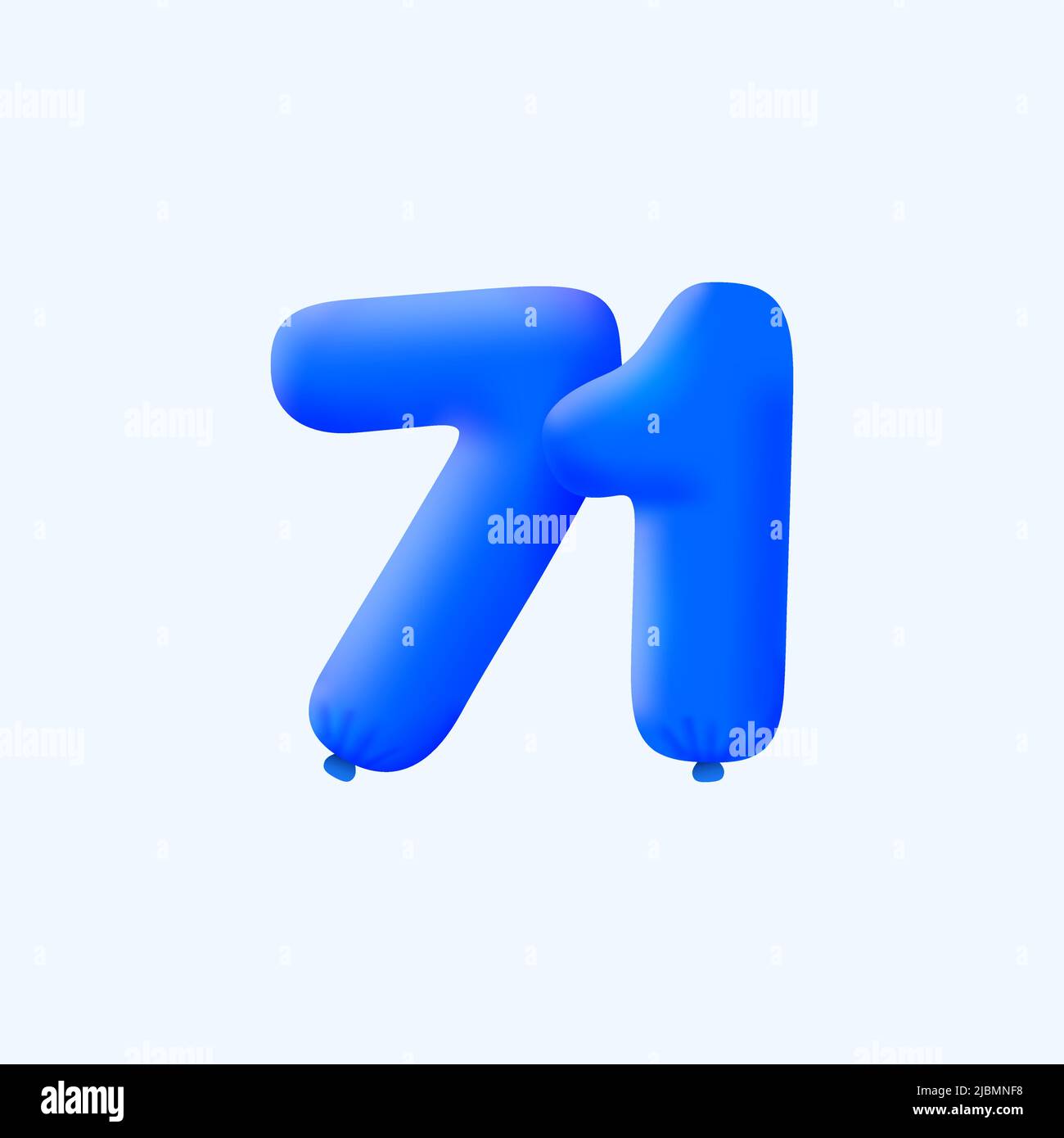 Blue 3D number 71 balloon realistic 3d helium blue balloons. Vector ...