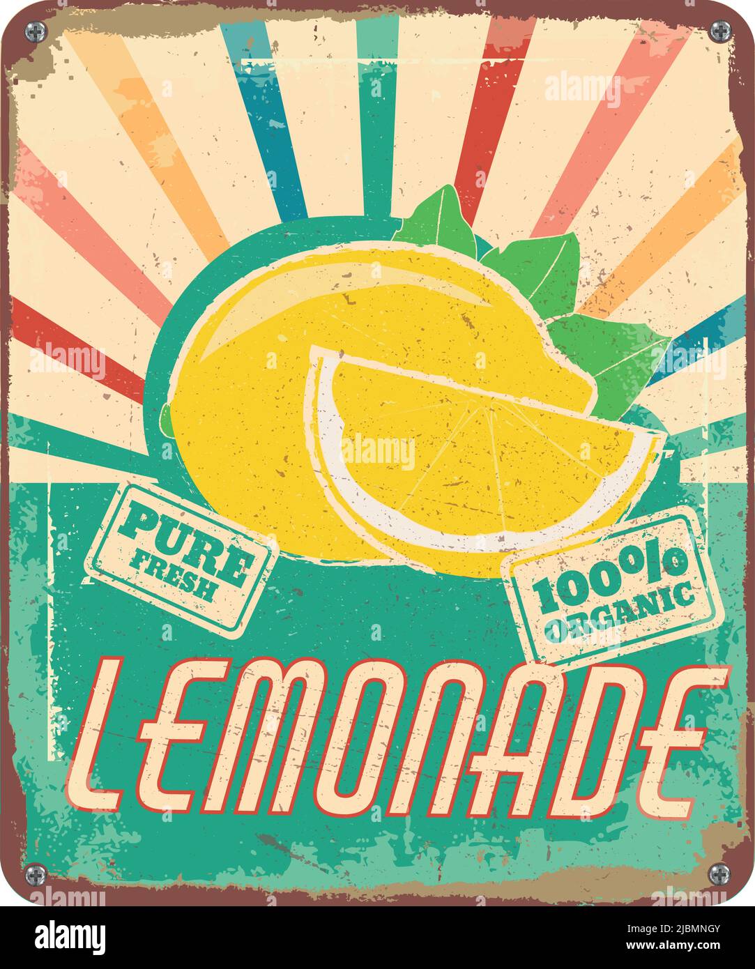 vintage shabby slightly rusty advertising banner. fresh lemonade.vector ...