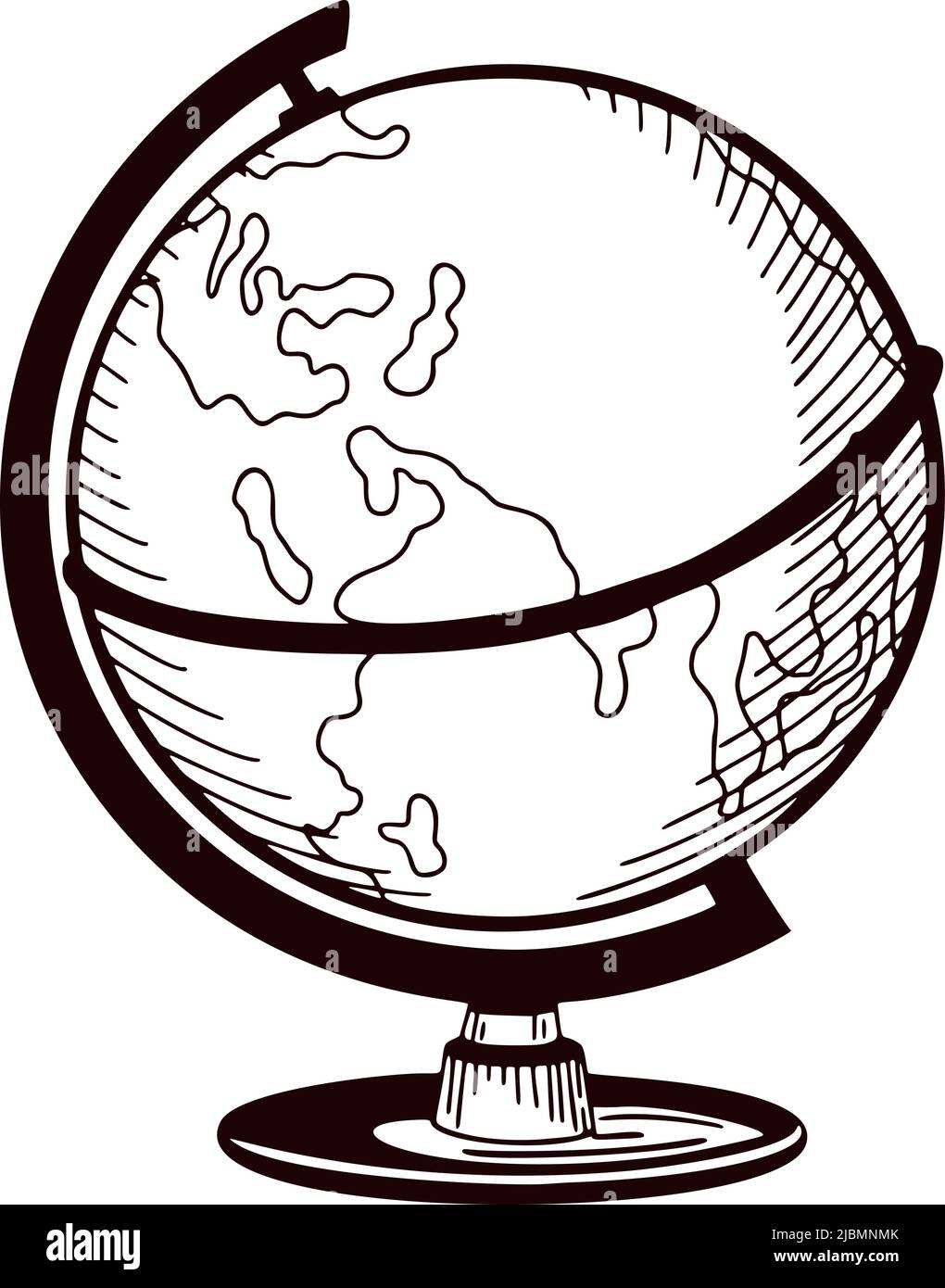 The globe engraved isolated on white background. Vintage world map in ...