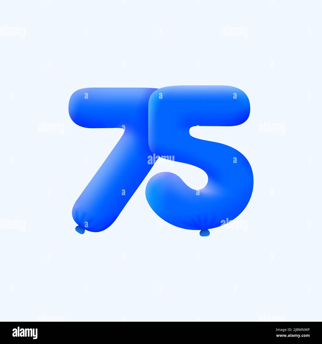 Blue 3D number 75 balloon realistic 3d helium blue balloons. Vector ...