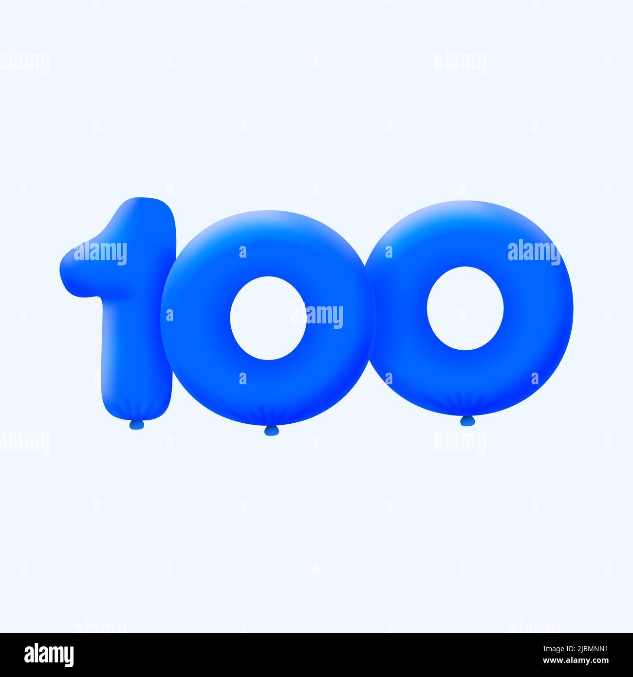 Blue 3D number 100 balloon realistic 3d helium blue balloons. Vector ...