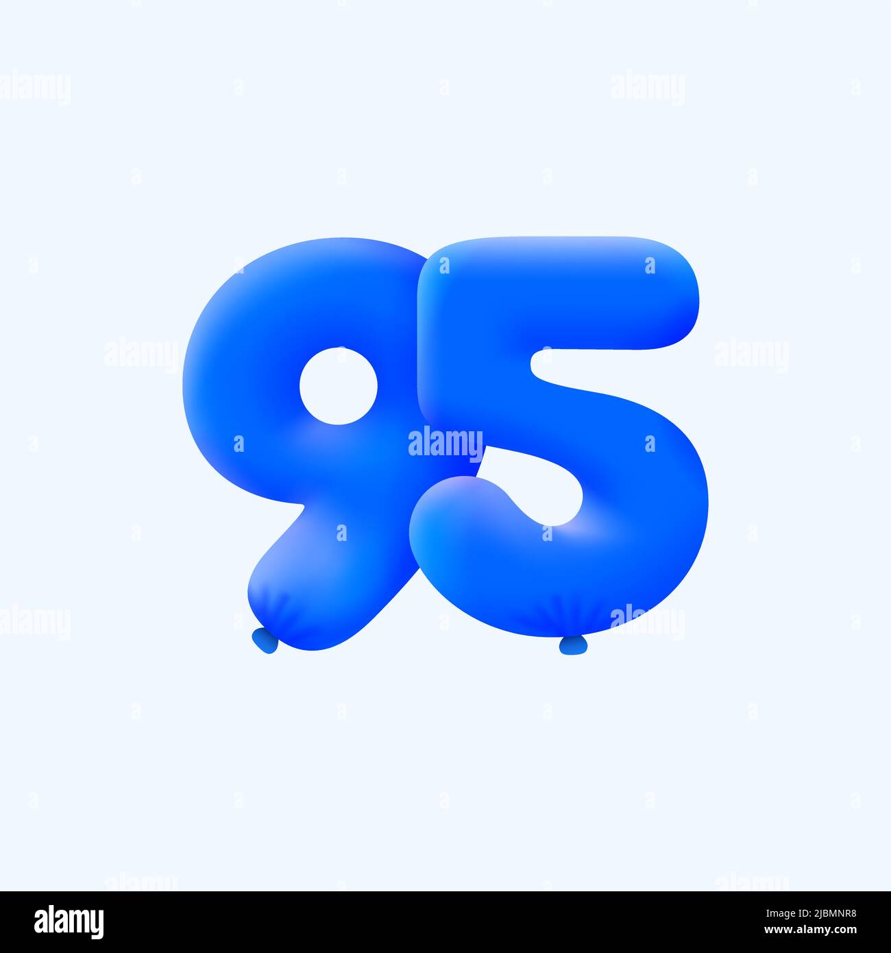 Blue 3D number 95 balloon realistic 3d helium blue balloons. Vector ...