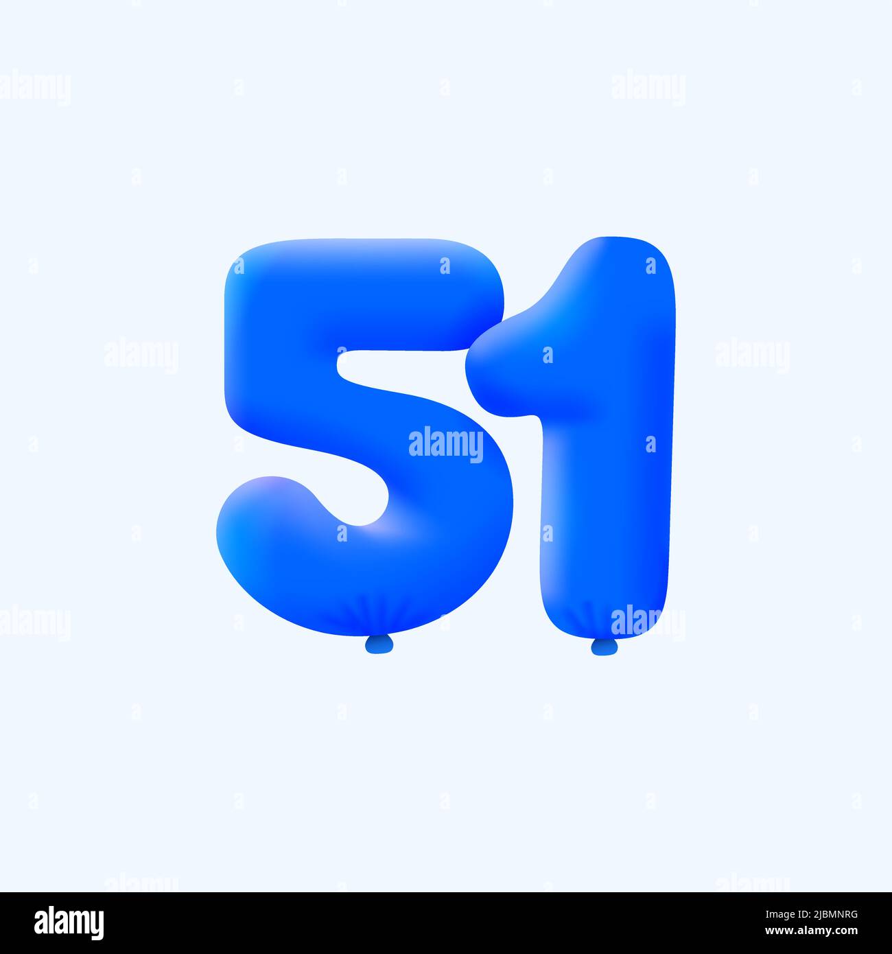 Blue 3D number 51 balloon realistic 3d helium blue balloons. Vector ...