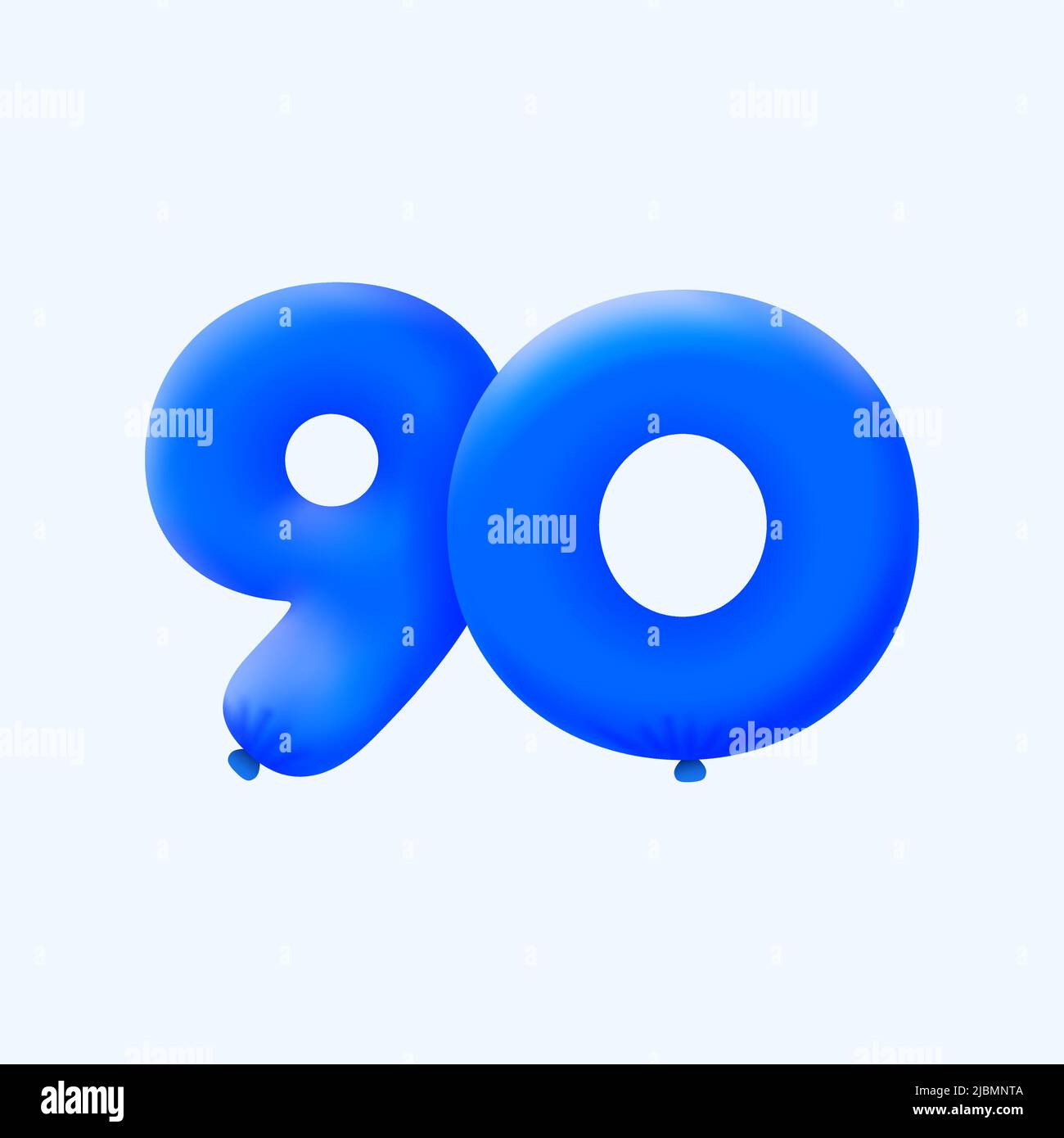 Blue 3D number 90 balloon realistic 3d helium blue balloons. Vector ...