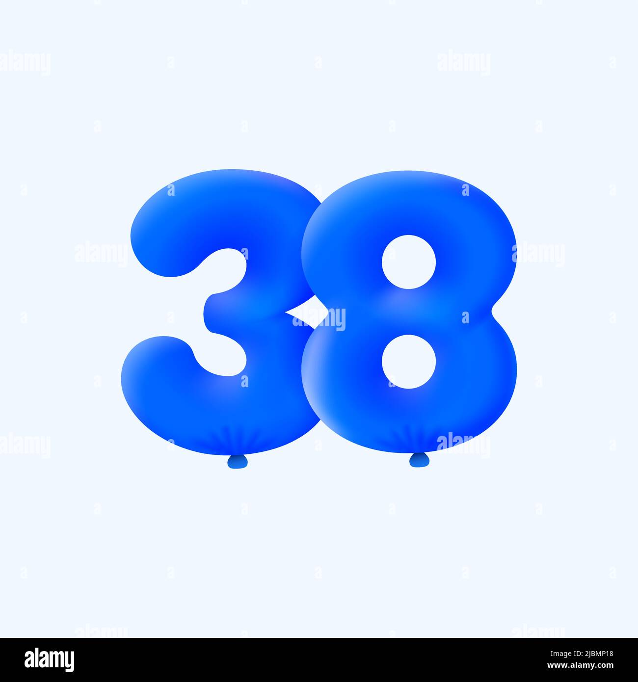 Blue 3D number 38 balloon realistic 3d helium blue balloons. Vector ...