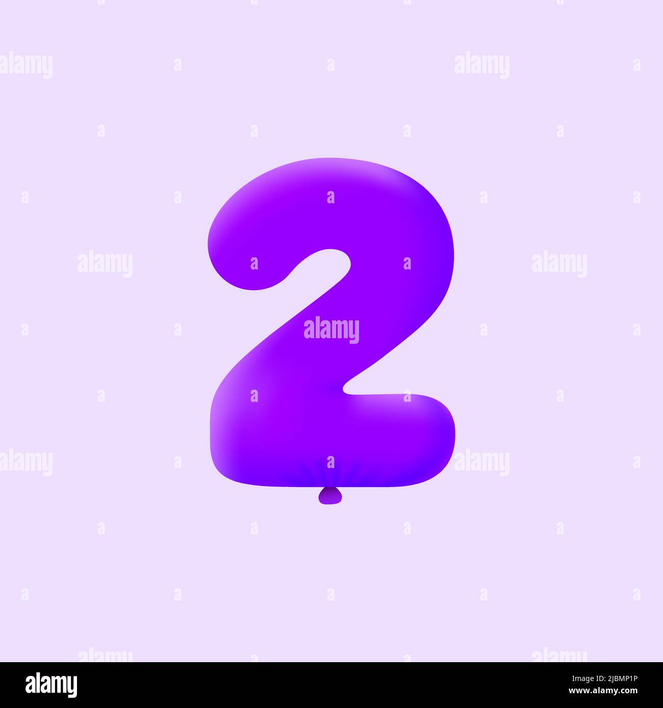 Purple 3D number 2 balloon realistic 3d helium Purple balloons. Vector ...
