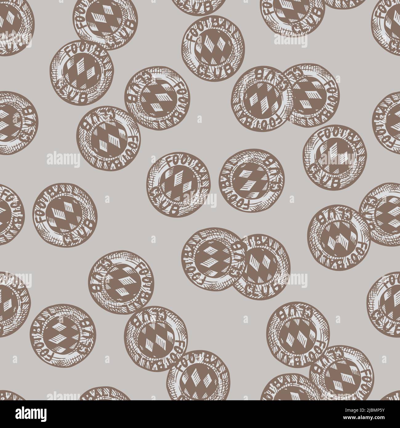 Football emblem engraving seamless pattern. Vintage background sport ...