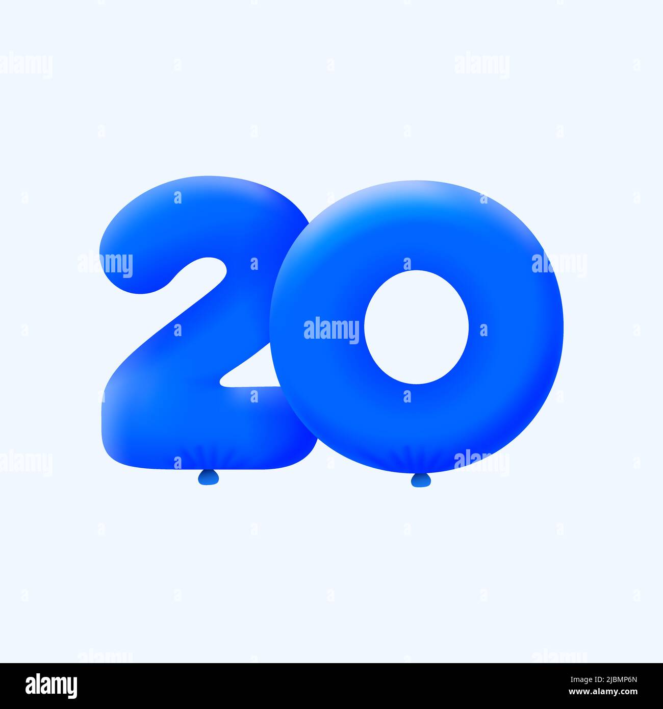 Blue 3D number 20 balloon realistic 3d helium blue balloons. Vector ...