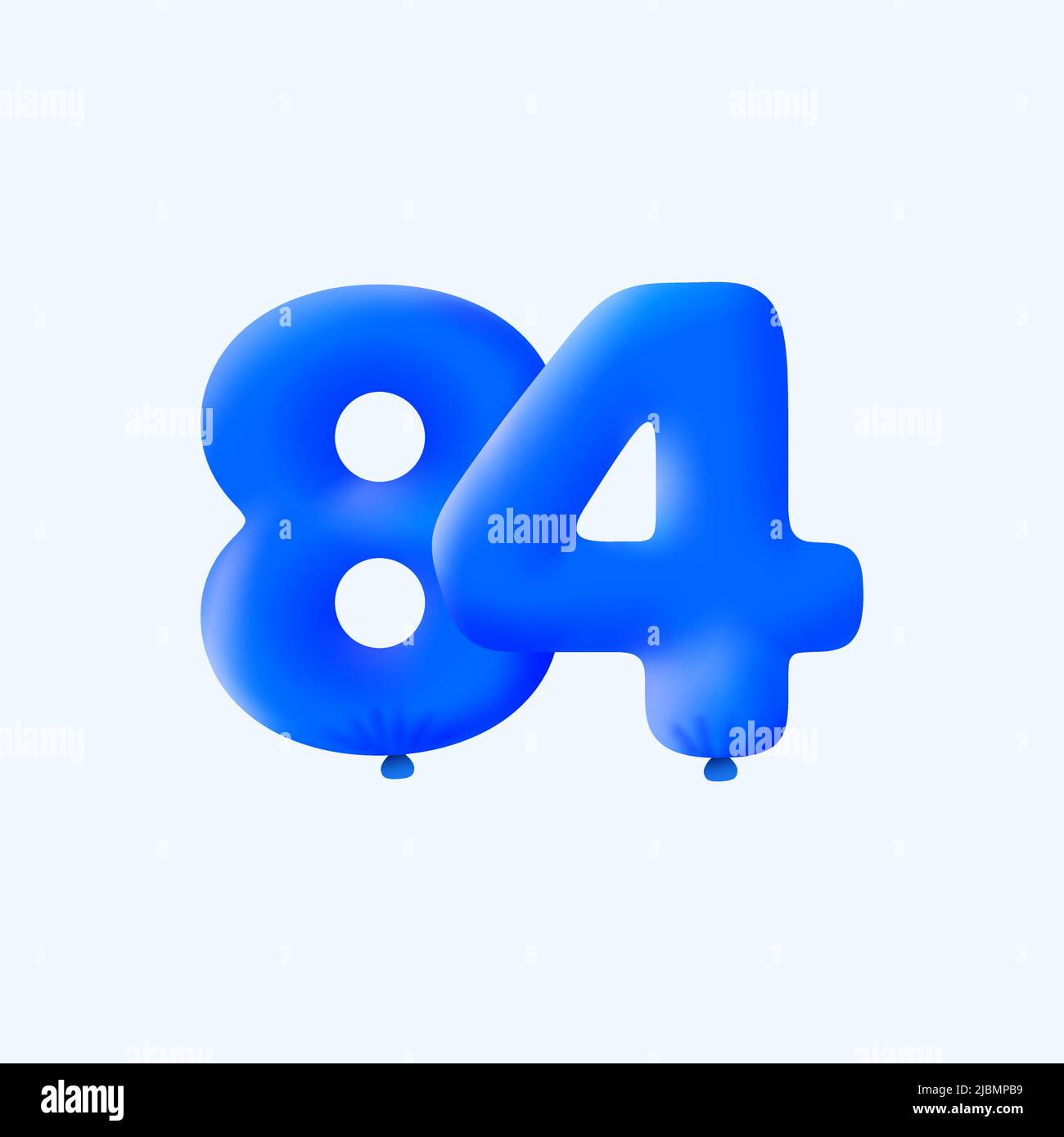 Blue 3D number 84 balloon realistic 3d helium blue balloons. Vector ...