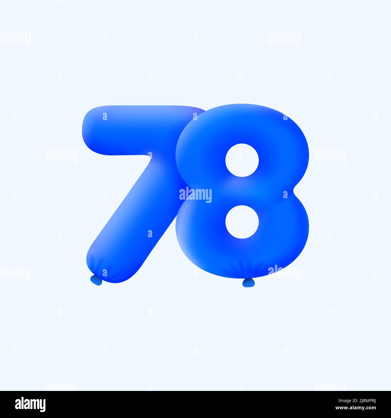 Blue 3D number 78 balloon realistic 3d helium blue balloons. Vector ...