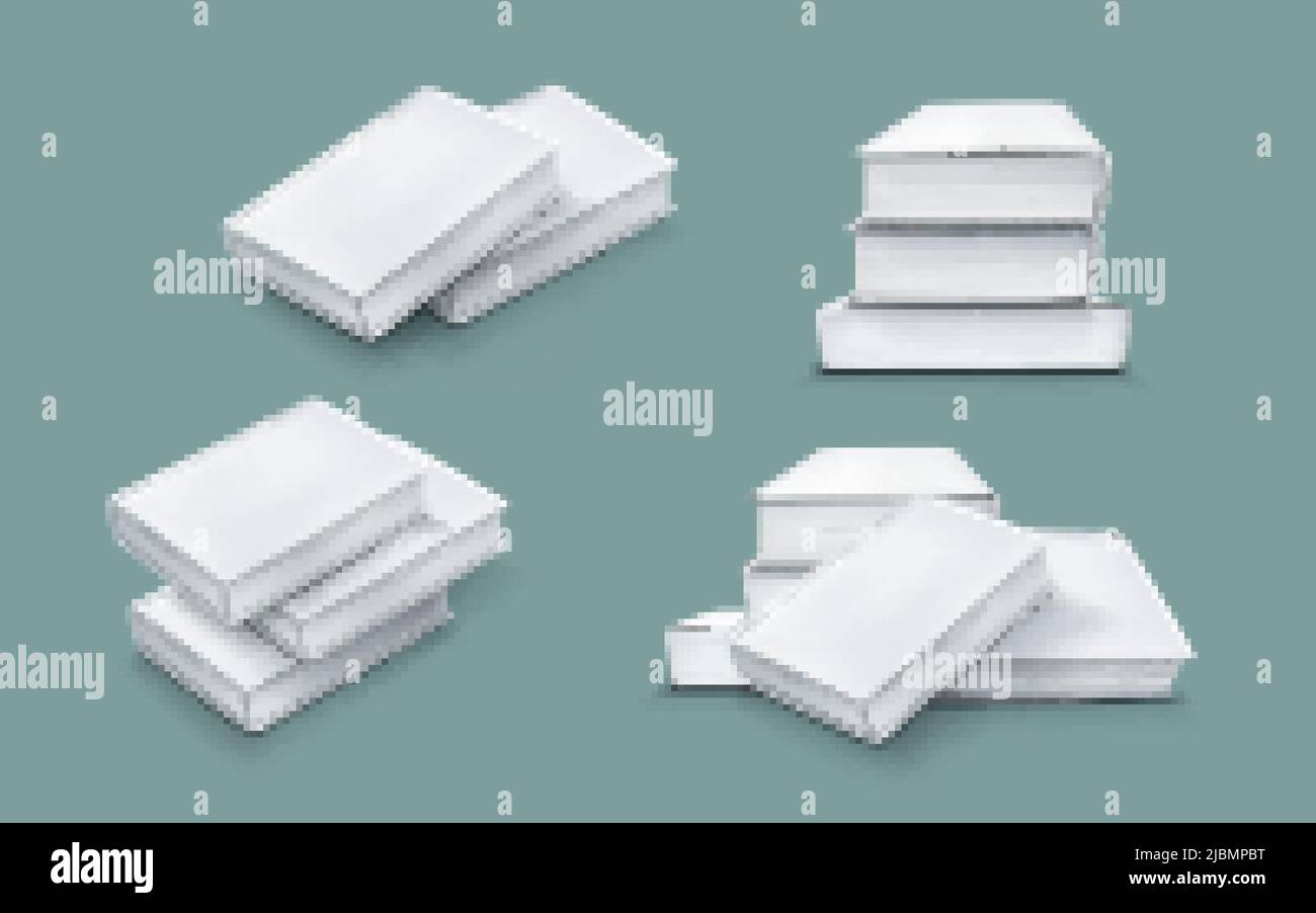 Template of stack blank paper book with white cover. Vector realistic ...