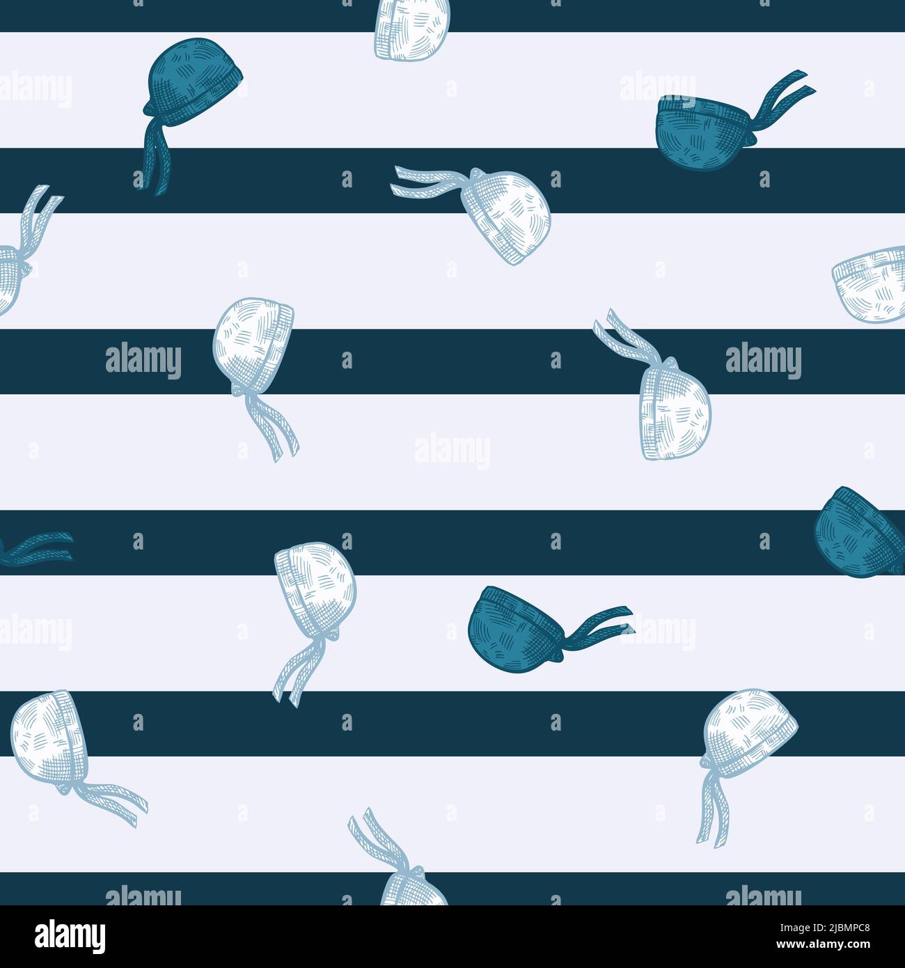 Bandana chef hat seamless pattern engraving. Vintage cooking background ...