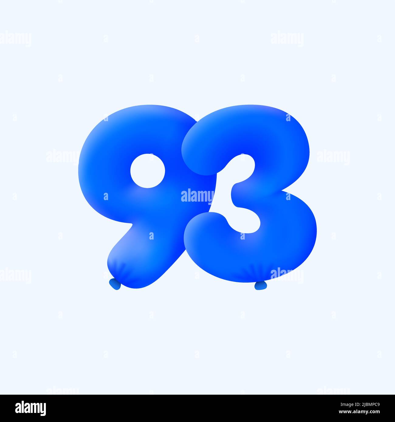 Blue 3D number 93 balloon realistic 3d helium blue balloons. Vector ...