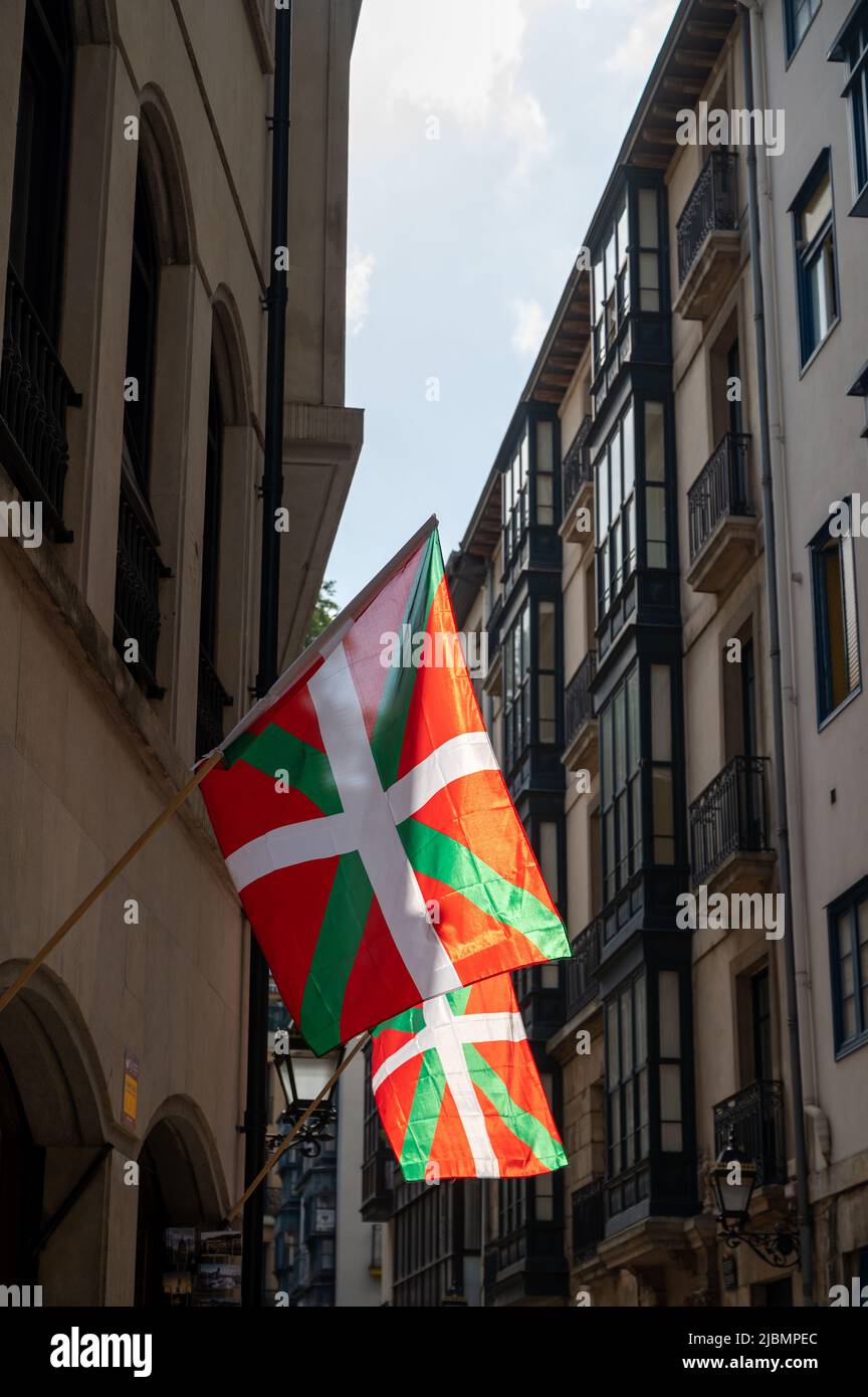View on houses and streets in old part of Bilbao city, Basque Country ...