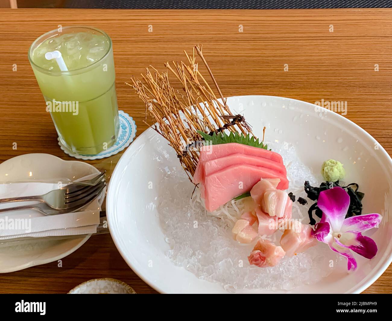 Various menus, sushi, sashimi, nigiri, pan fried pork and miso soup ...