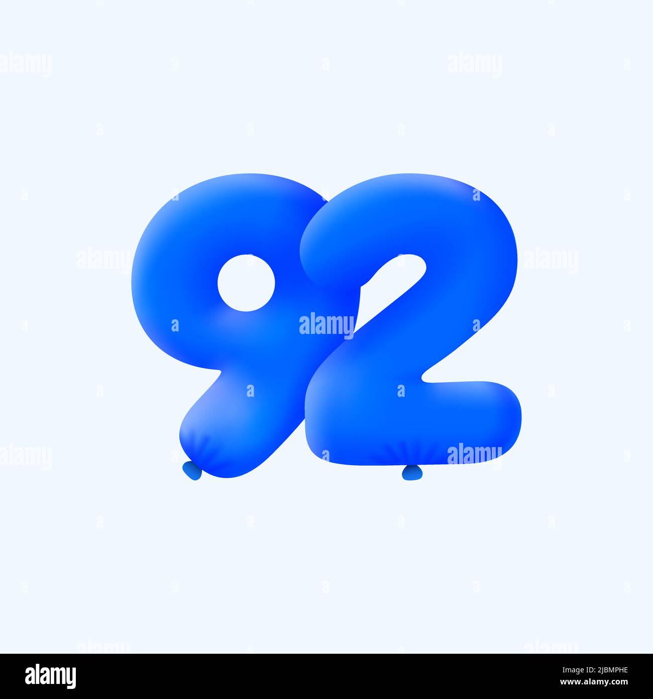Blue 3D number 92 balloon realistic 3d helium blue balloons. Vector ...