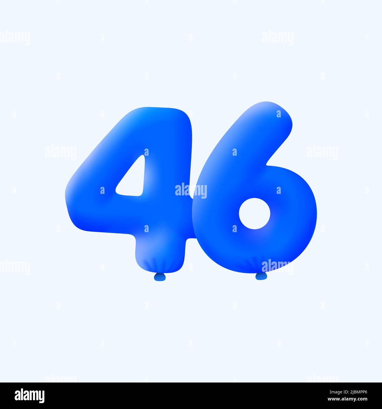 Blue 3D number 46 balloon realistic 3d helium blue balloons. Vector ...