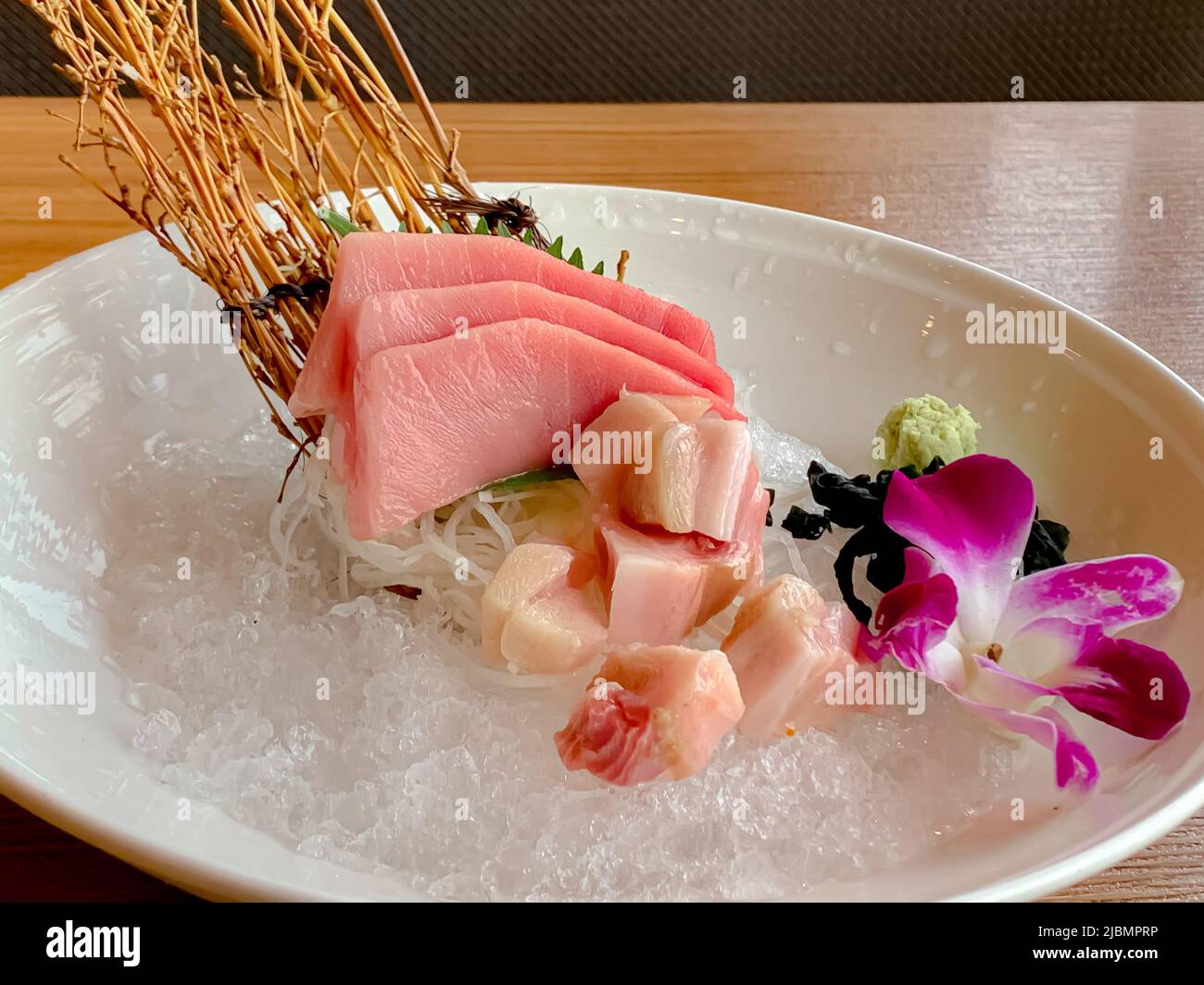 Various menus, sushi, sashimi, nigiri, pan fried pork and miso soup ...