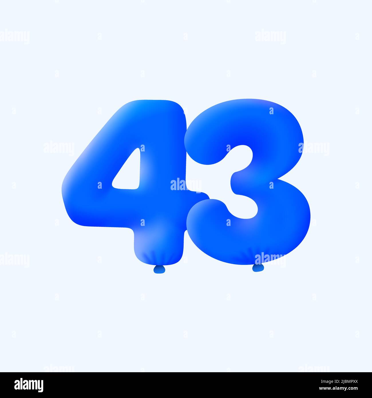 Blue 3D number 43 balloon realistic 3d helium blue balloons. Vector ...