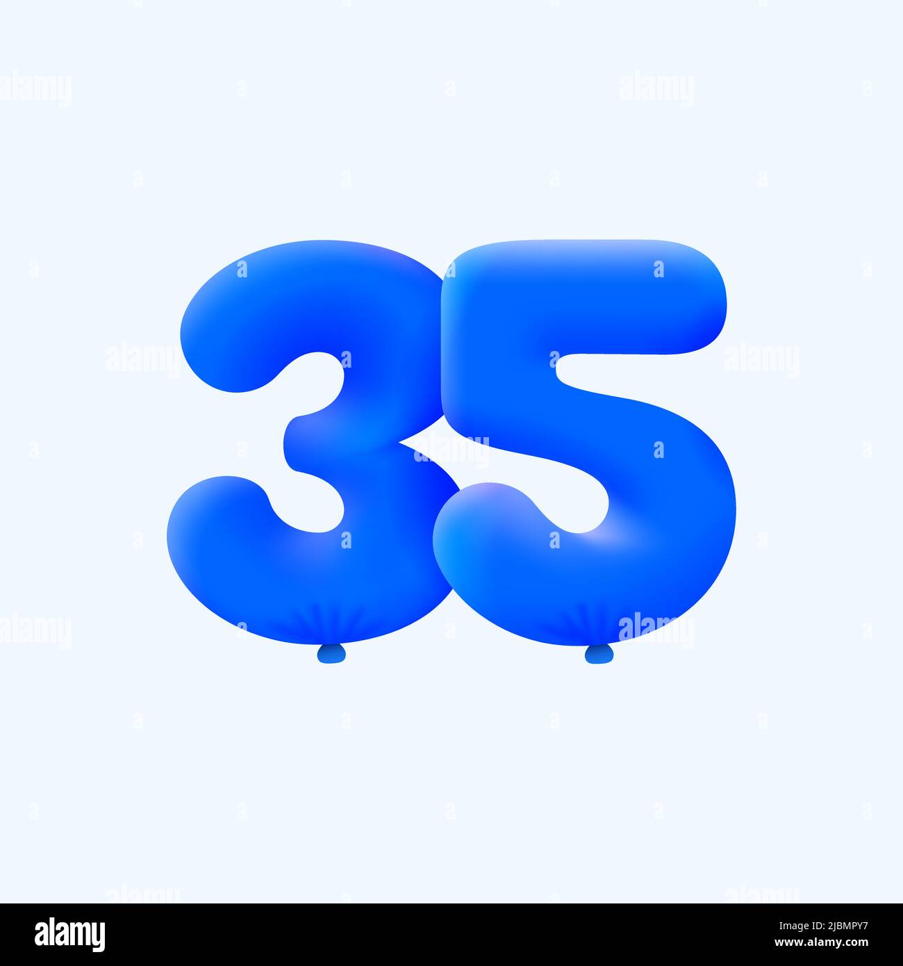 Blue 3D number 35 balloon realistic 3d helium blue balloons. Vector ...