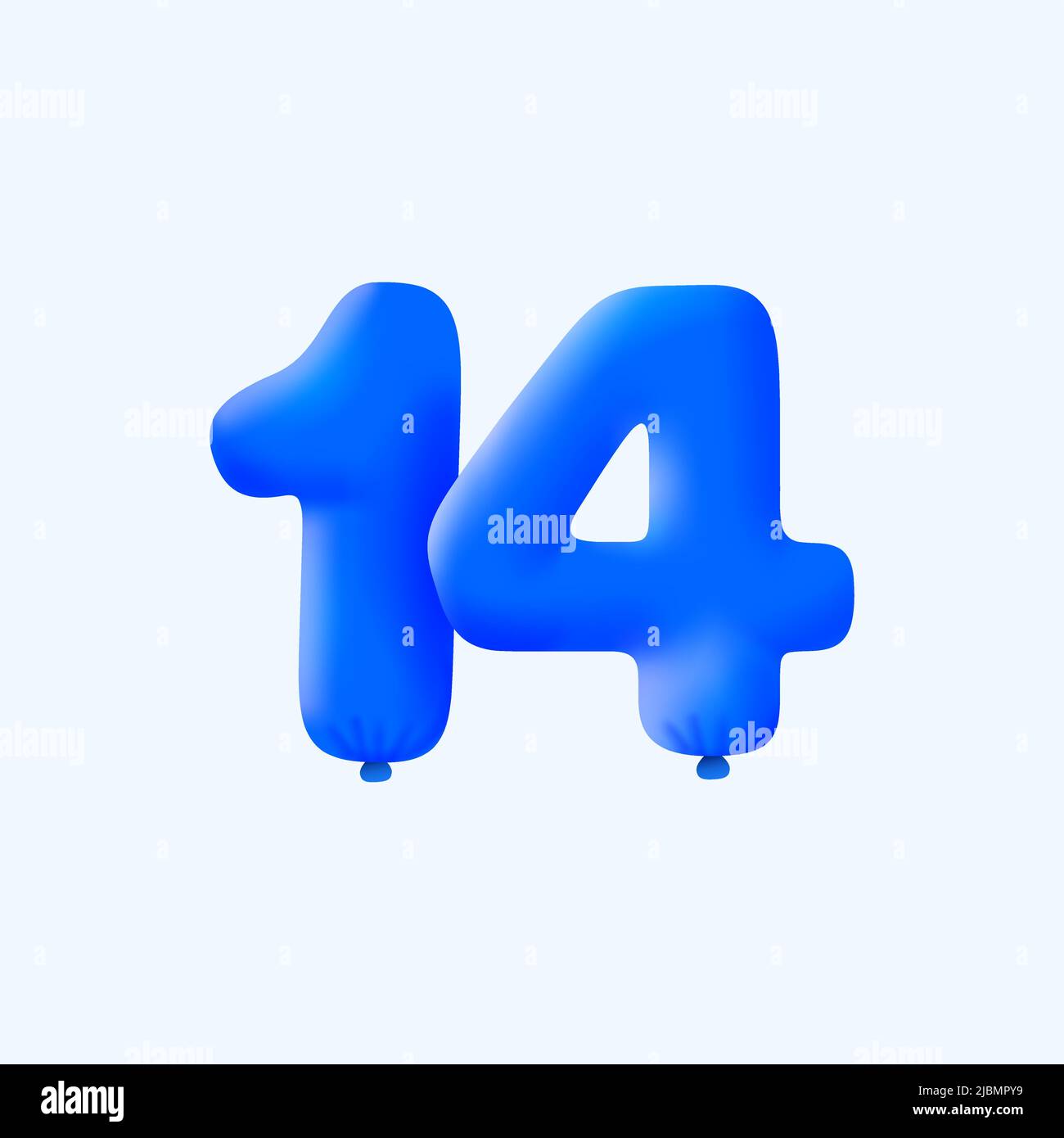 Blue 3D number 14 balloon realistic 3d helium blue balloons. Vector ...
