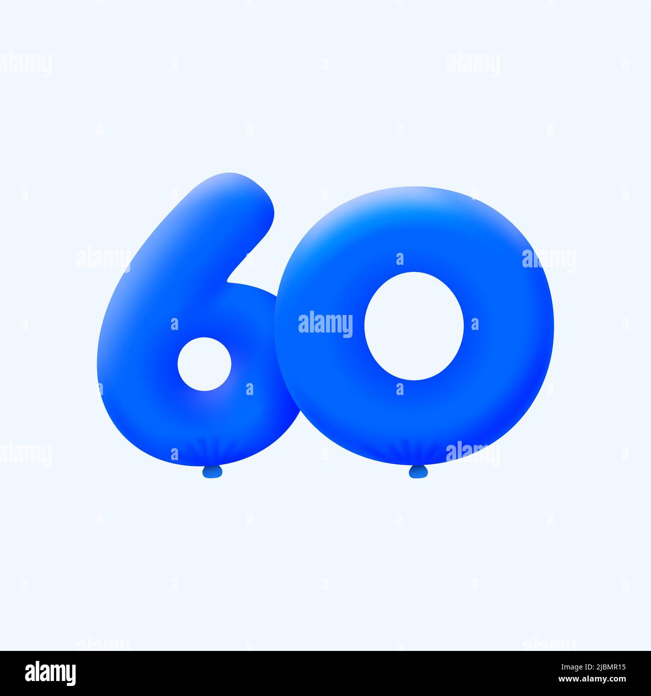Blue 3D number 60 balloon realistic 3d helium blue balloons. Vector ...