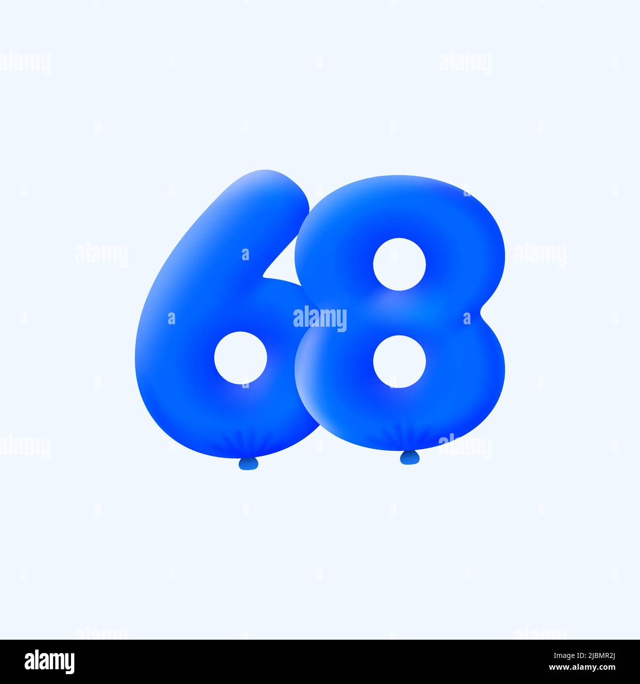 Blue 3D number 68 balloon realistic 3d helium blue balloons. Vector ...