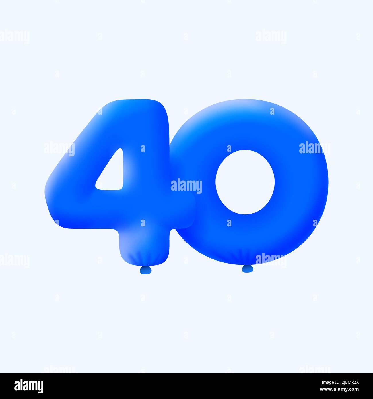 Blue 3D number 40 balloon realistic 3d helium blue balloons. Vector ...