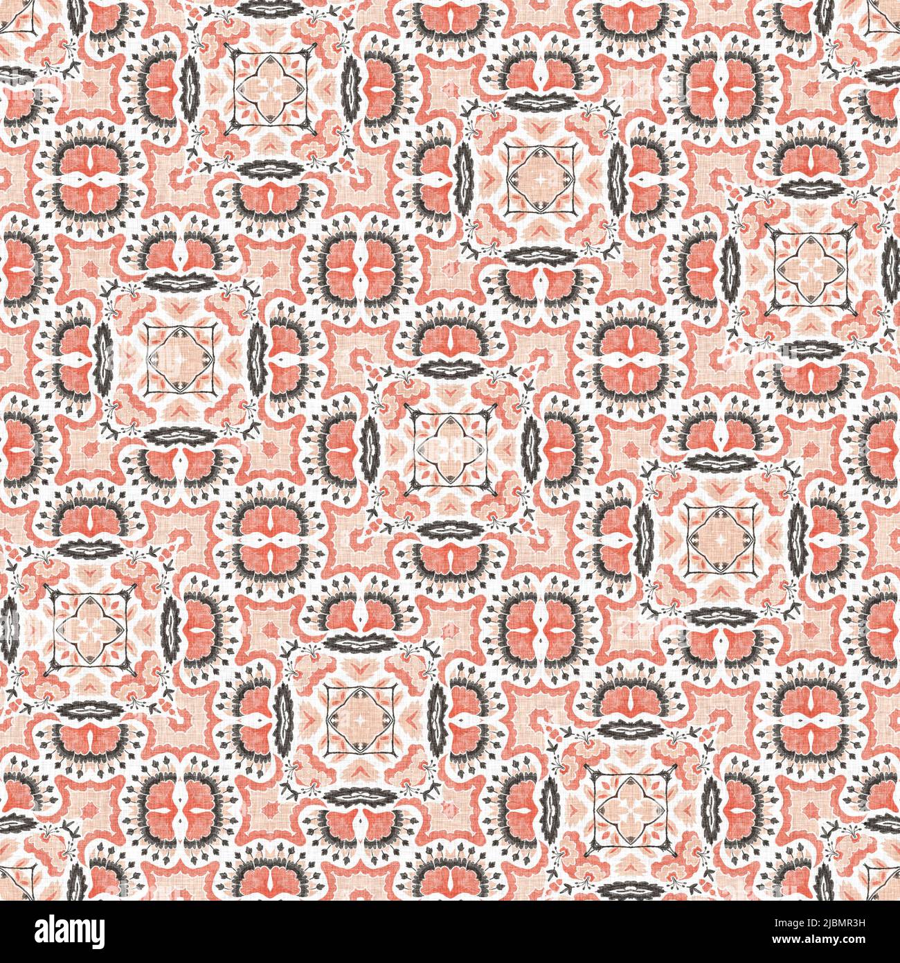 Modern boho geometric floral quilt style seamless pattern. Shabby chic ...
