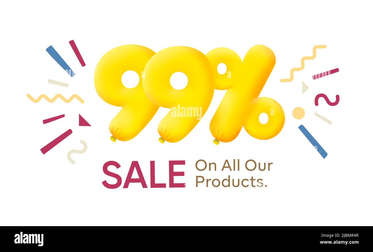 Special offer sale 99% discount 3D number Yellow tag voucher vector ...