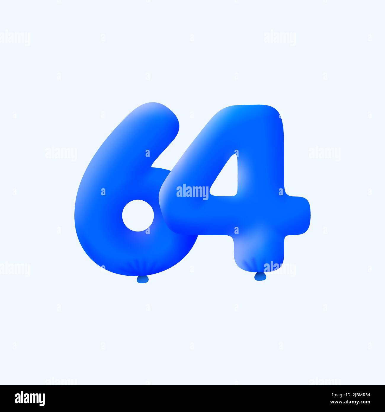 Blue 3D number 64 balloon realistic 3d helium blue balloons. Vector ...