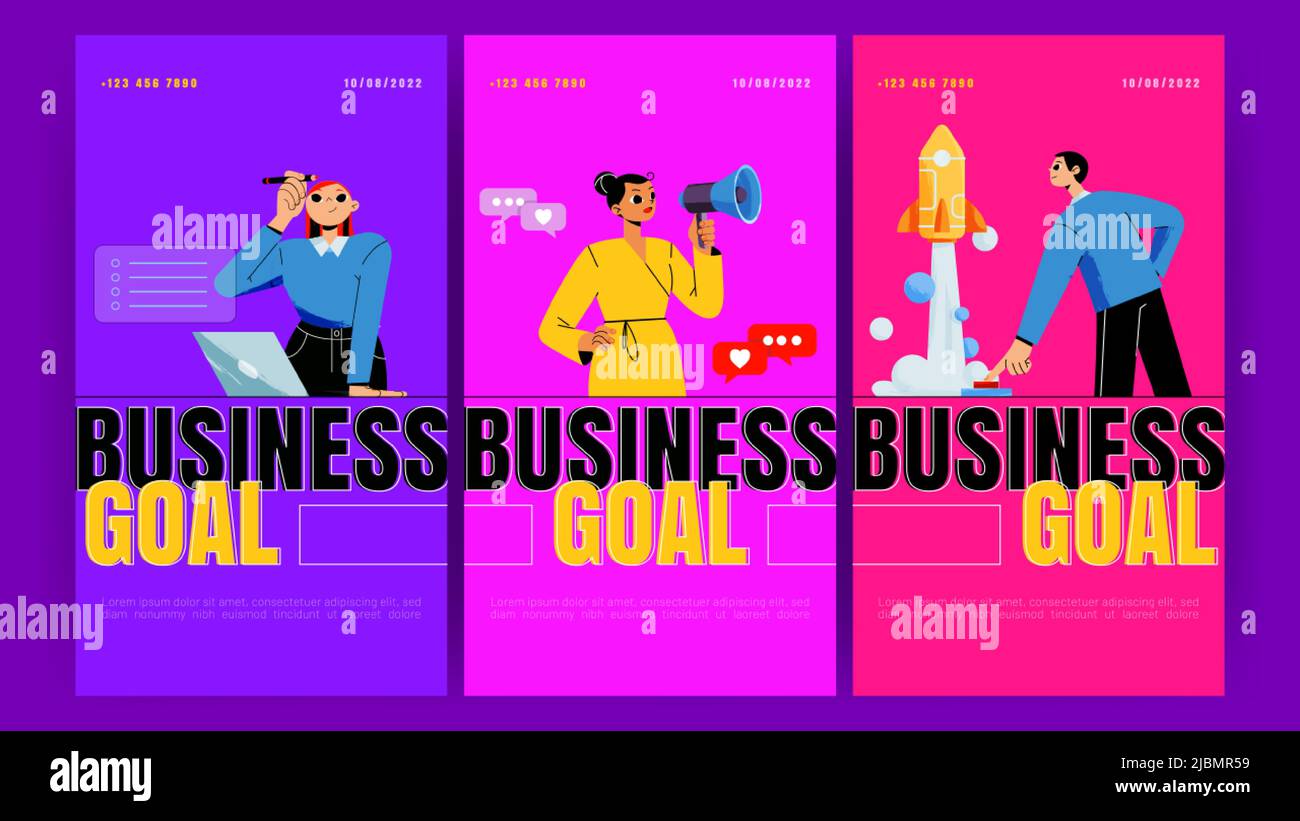 Business goals posters. Concept of marketing and work strategy for ...