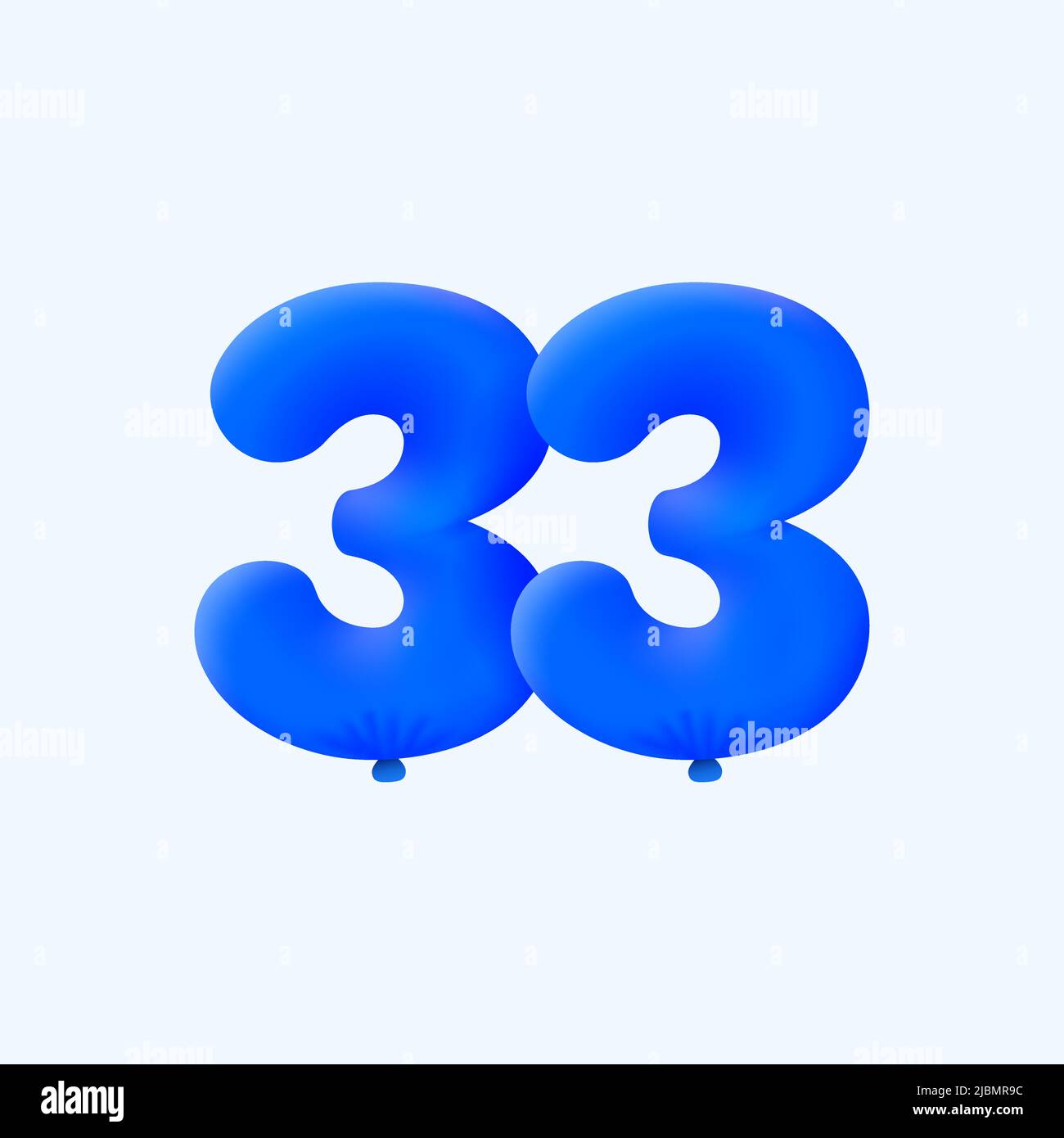 Blue 3D number 33 balloon realistic 3d helium blue balloons. Vector ...
