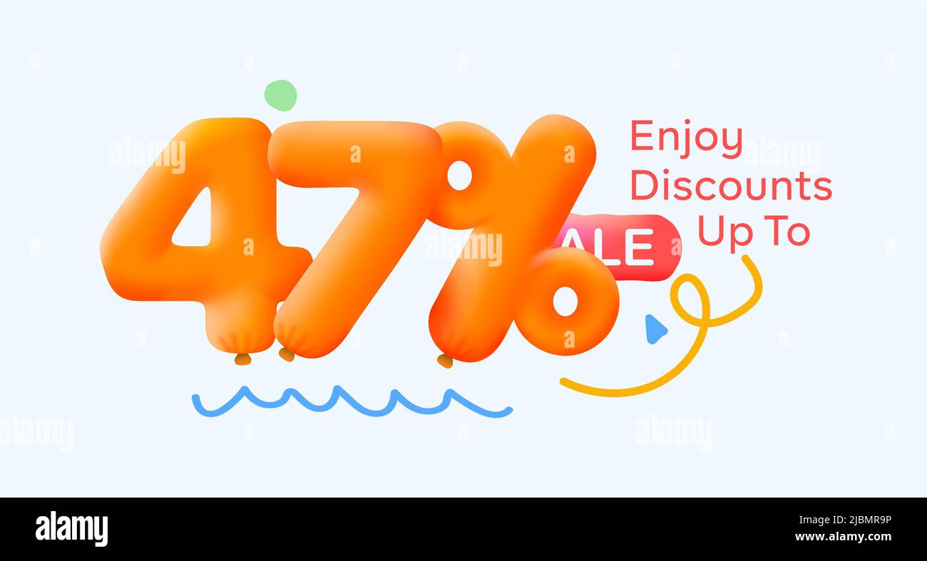 Special offer sale 47% discount 3D number Yellow tag voucher vector ...