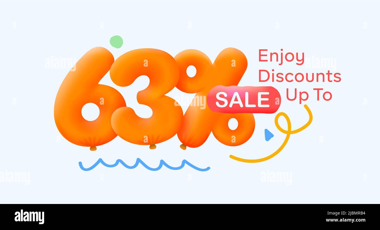 Special offer sale 63% discount 3D number Yellow tag voucher vector ...